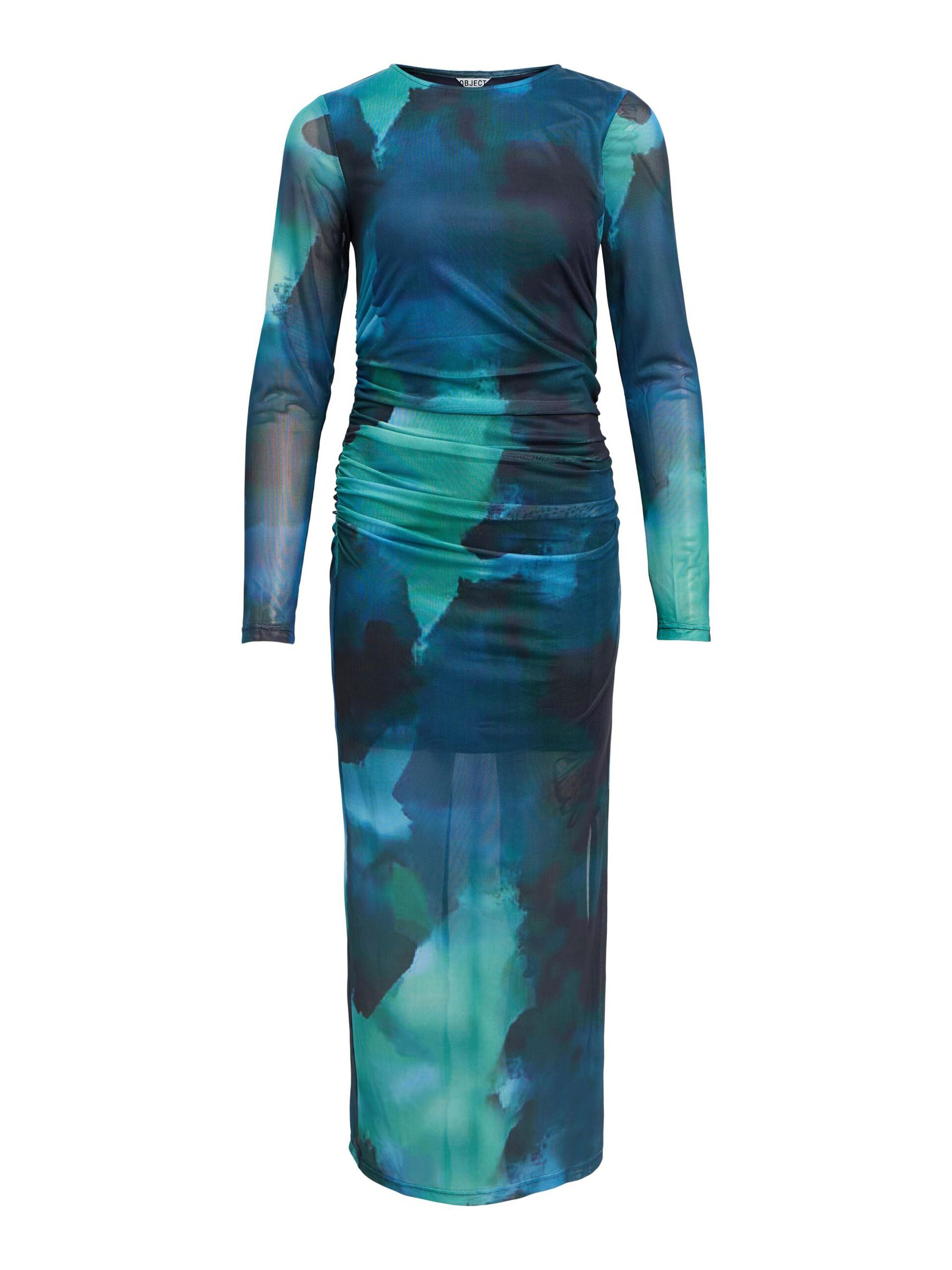 PRINTED MESH MAXI DRESS | Blue | .OBJECT CI Netherlands