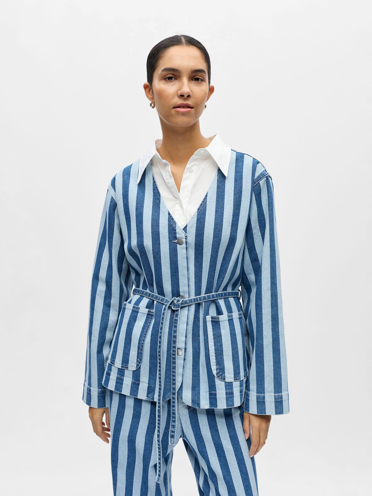 STRIPED DENIM JACKET | Blue | .OBJECT CI UK