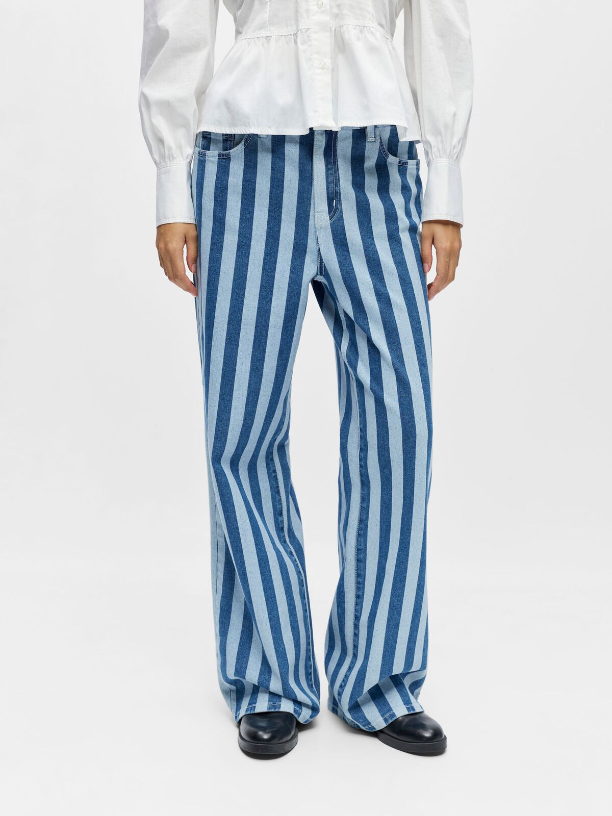 STRIPED WIDE LEG JEANS | Blue | .OBJECT CI UK