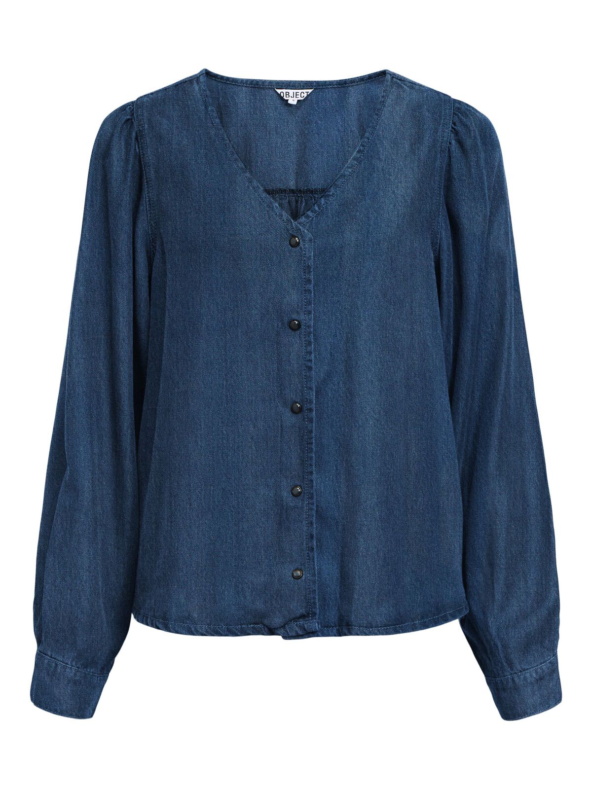 V-HALS KNAPP BLUSE | Blå | .OBJECT CI Norge